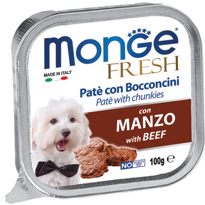 [Bundle] Monge Paté and Chunkies with Beef Wet Dog Formula 100gm x 3
